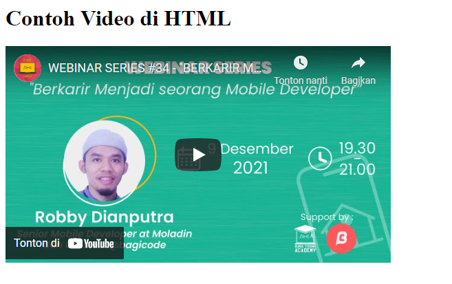 Belajar HTML #8 : Menambahkan Video Html - Dunia Coding